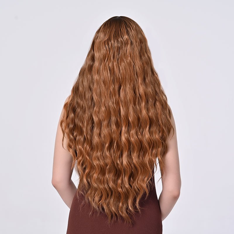 Imstylewigs 32 inches High light honey brown body wavy lace wigs