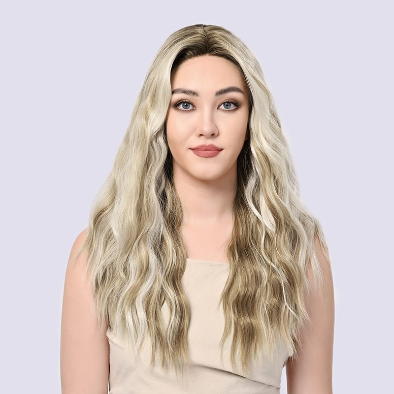 Brenda Collection-Daisy 26 inches Highlight ombre blonde body wave lac ...
