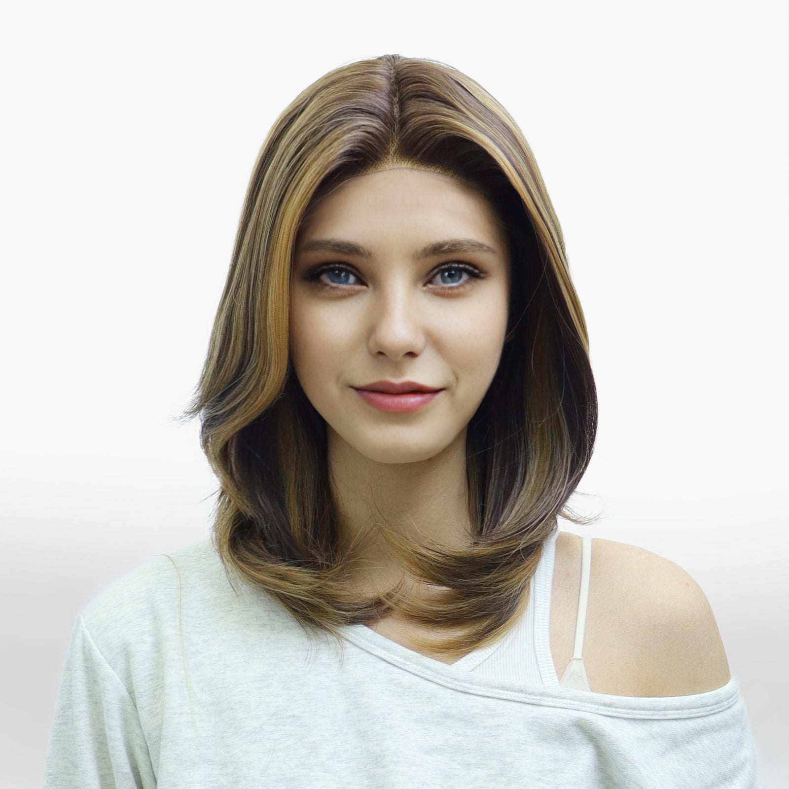 IMstyle Nora Fall wig middle Lenth Layer cut Brown and Blonde T part G – Imstylewigs