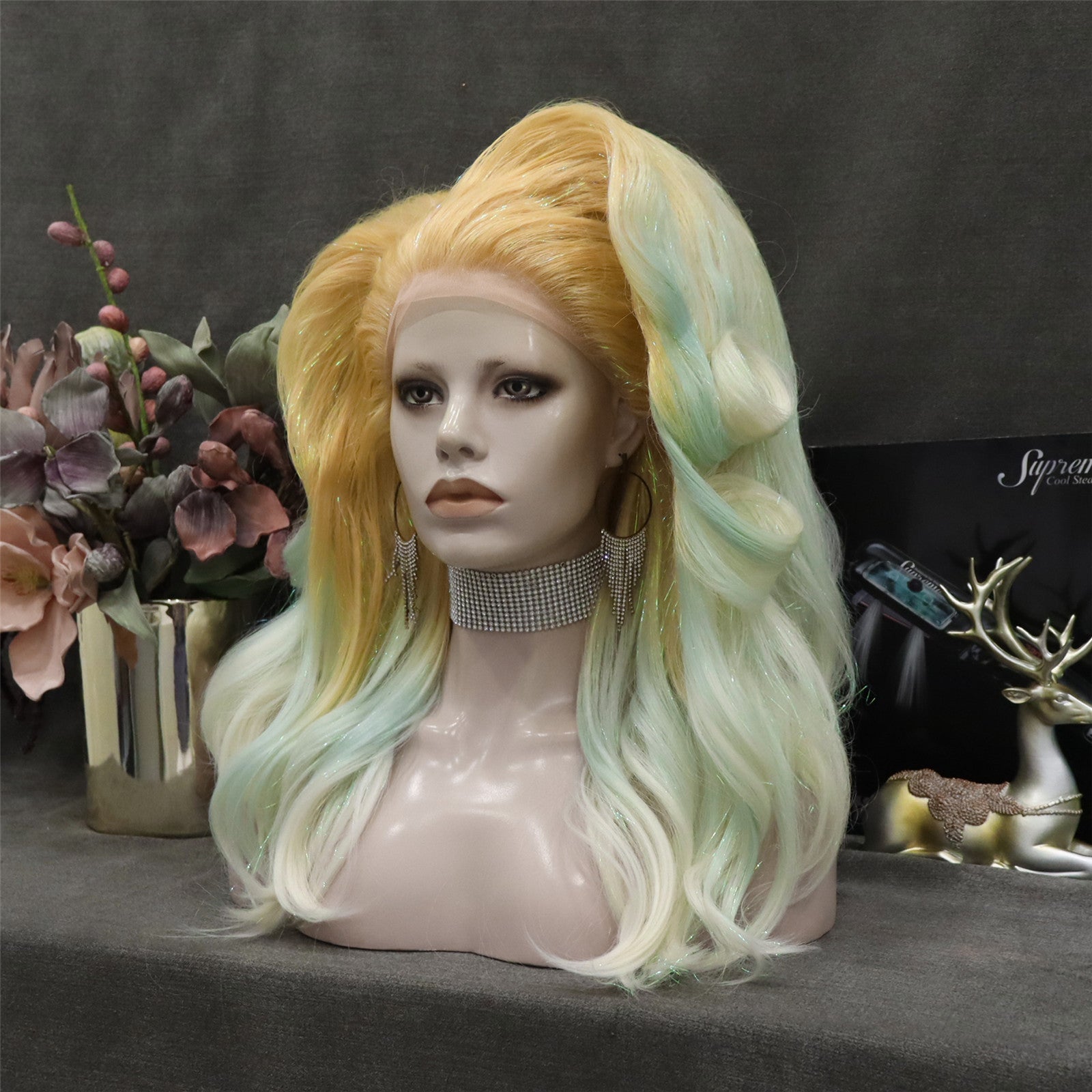 Yellow and Green Ombre Lace Front Drag Queen Styled Wig – Imstylewigs