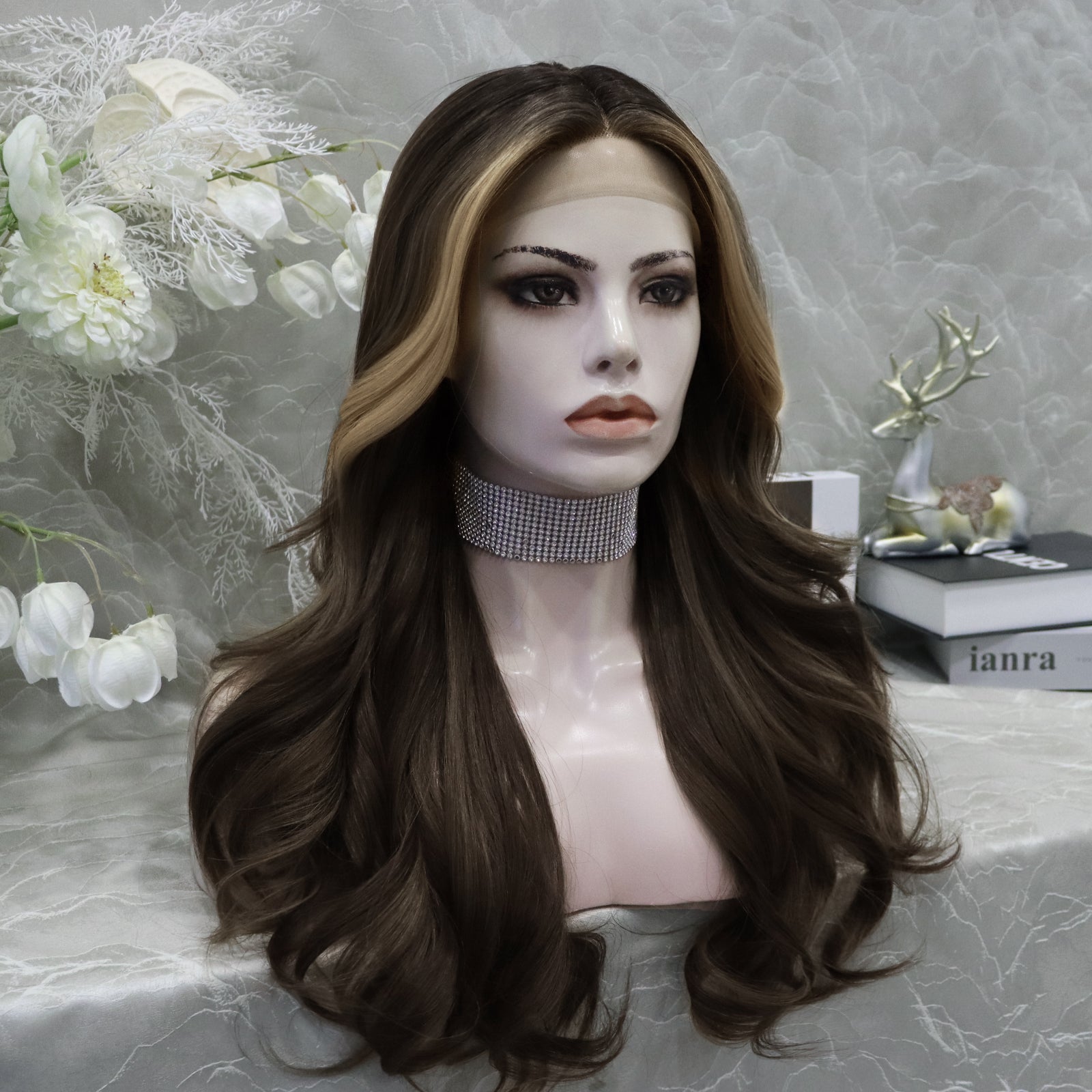 Imstyle-Kelsee-brown with highlight 24inches T-parting lace front wigs ...